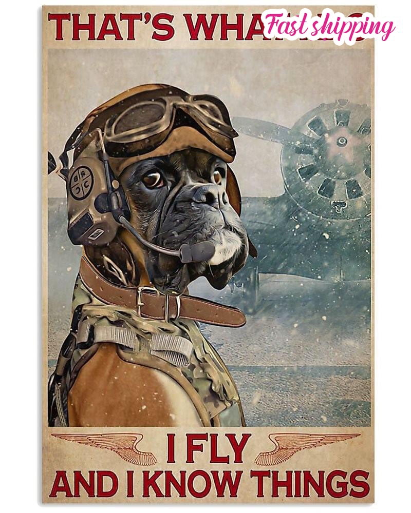 Pilot Boxer Dog Boxer Thats What I Do I Fly And I Know Things Dog ...