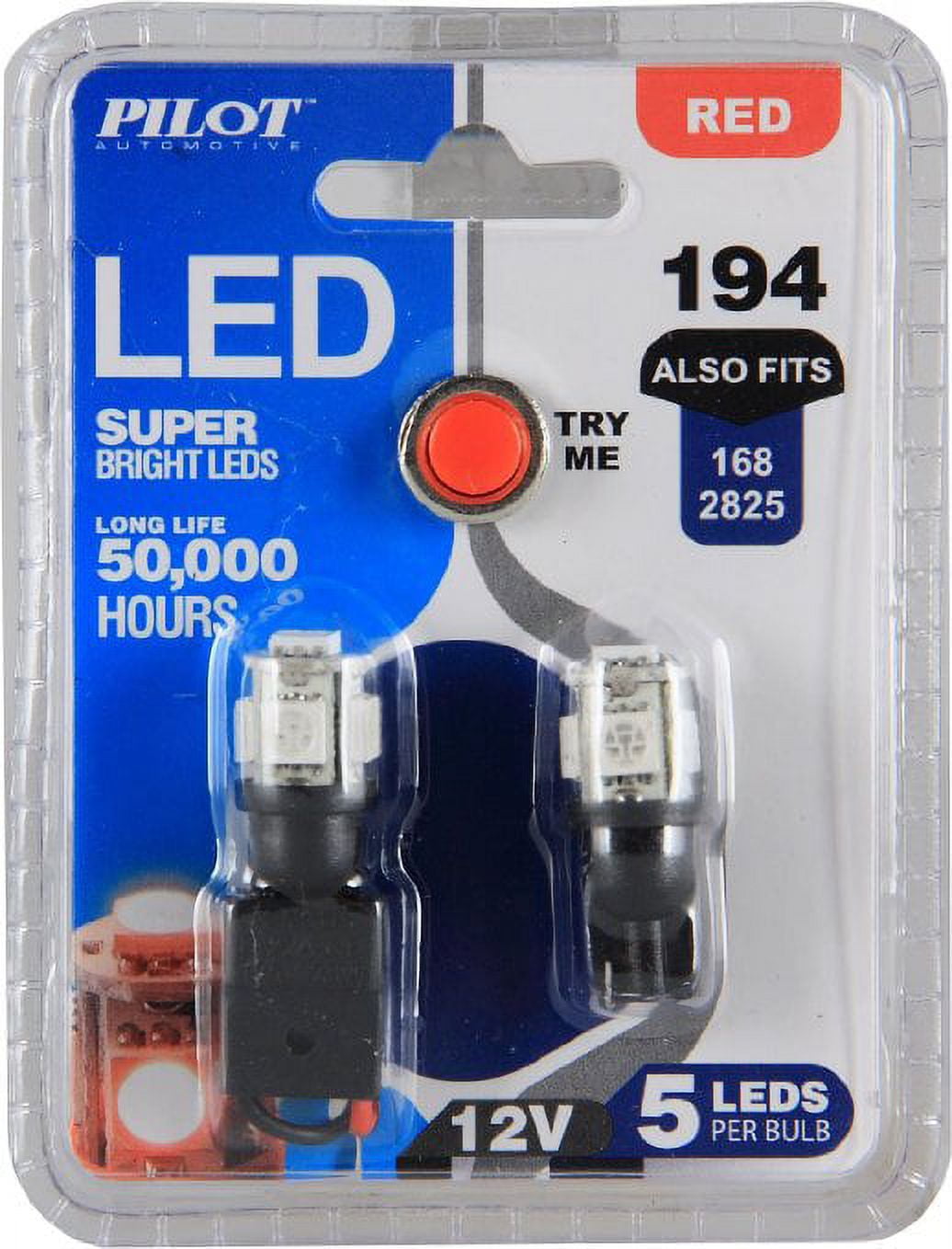 Pilot / Bully (IL-194R-5-AM) Red 5-SMD LED Dome Light Bulb - 2 Piece ...