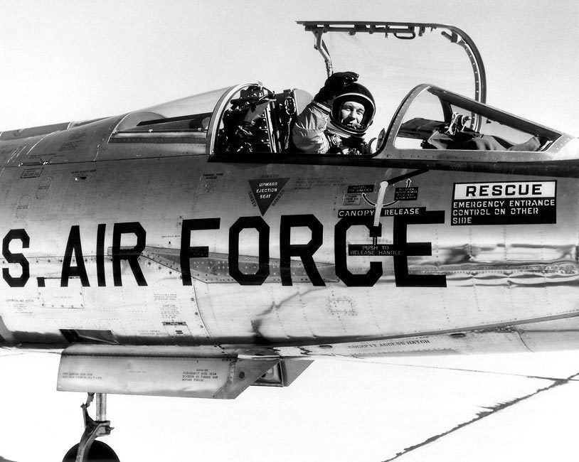 Pilot Chuck Yeager in F-104 Cockpit Style - A - 24x36 Inch Laminated ...