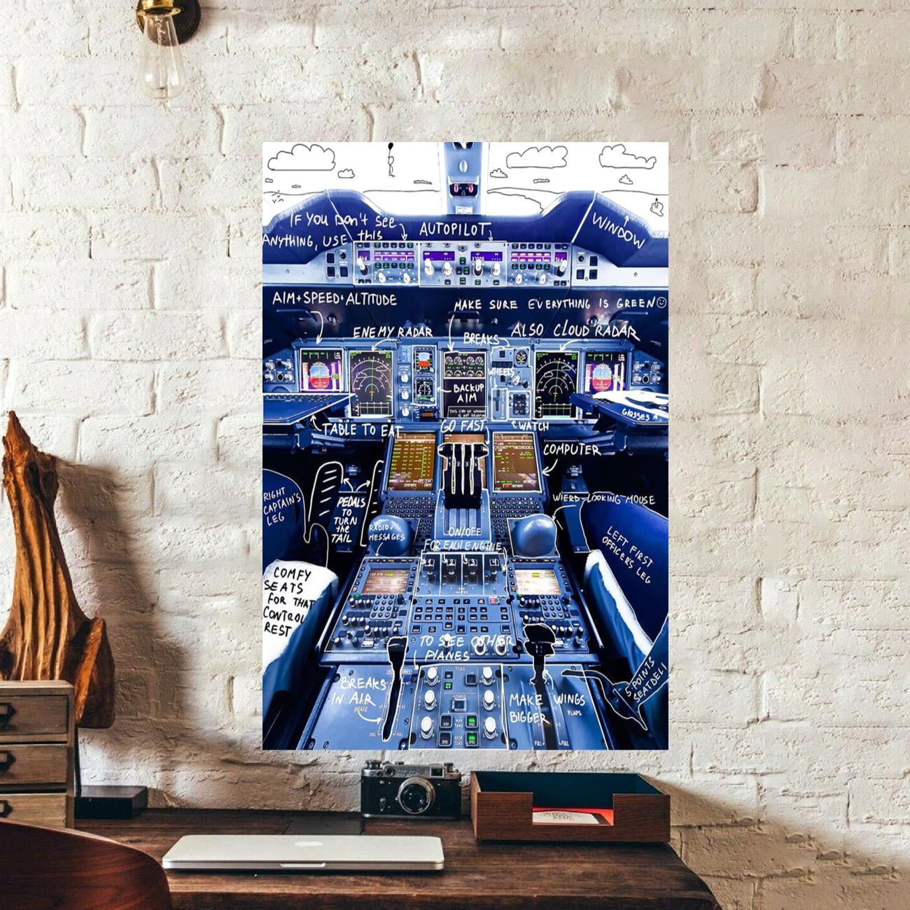 Pilot Cockpit And Naviation Poster Pilot Poster gift for Pilot 24 x 36 ...