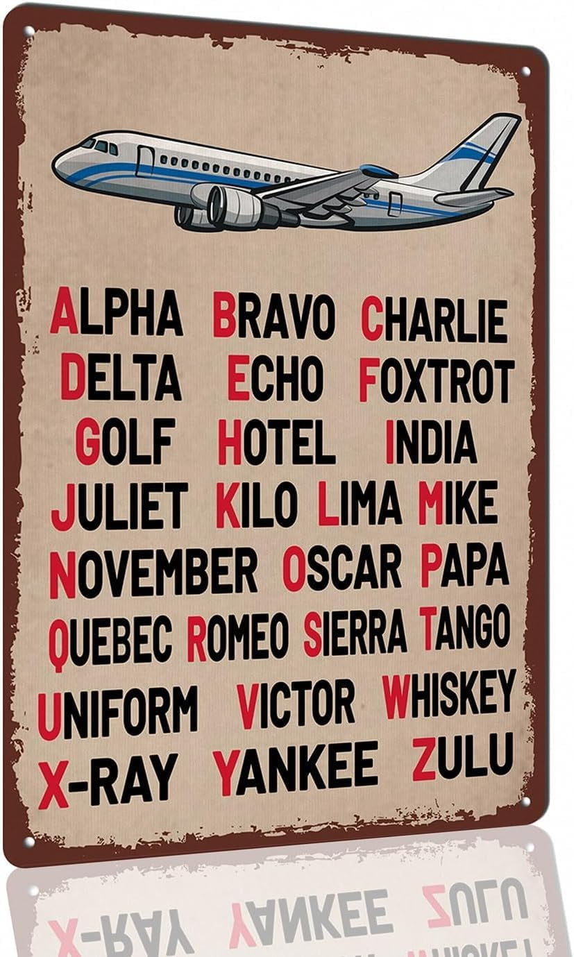 Pilot Code Aviation Metal Sign Military Phonetic Alphabet Sign Vintage ...