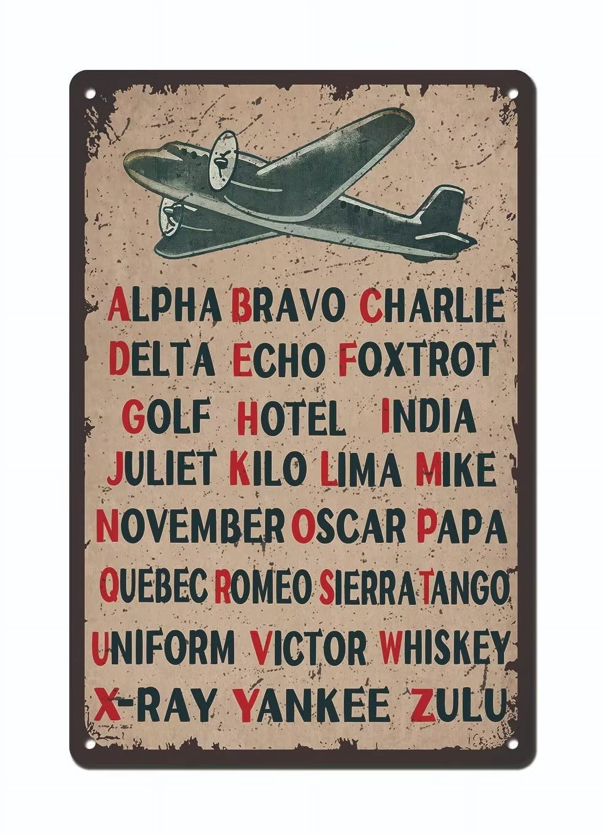 Pilot Code Phonetic Alphabet Poster Tin Sign Retro Military Wall Decor ...