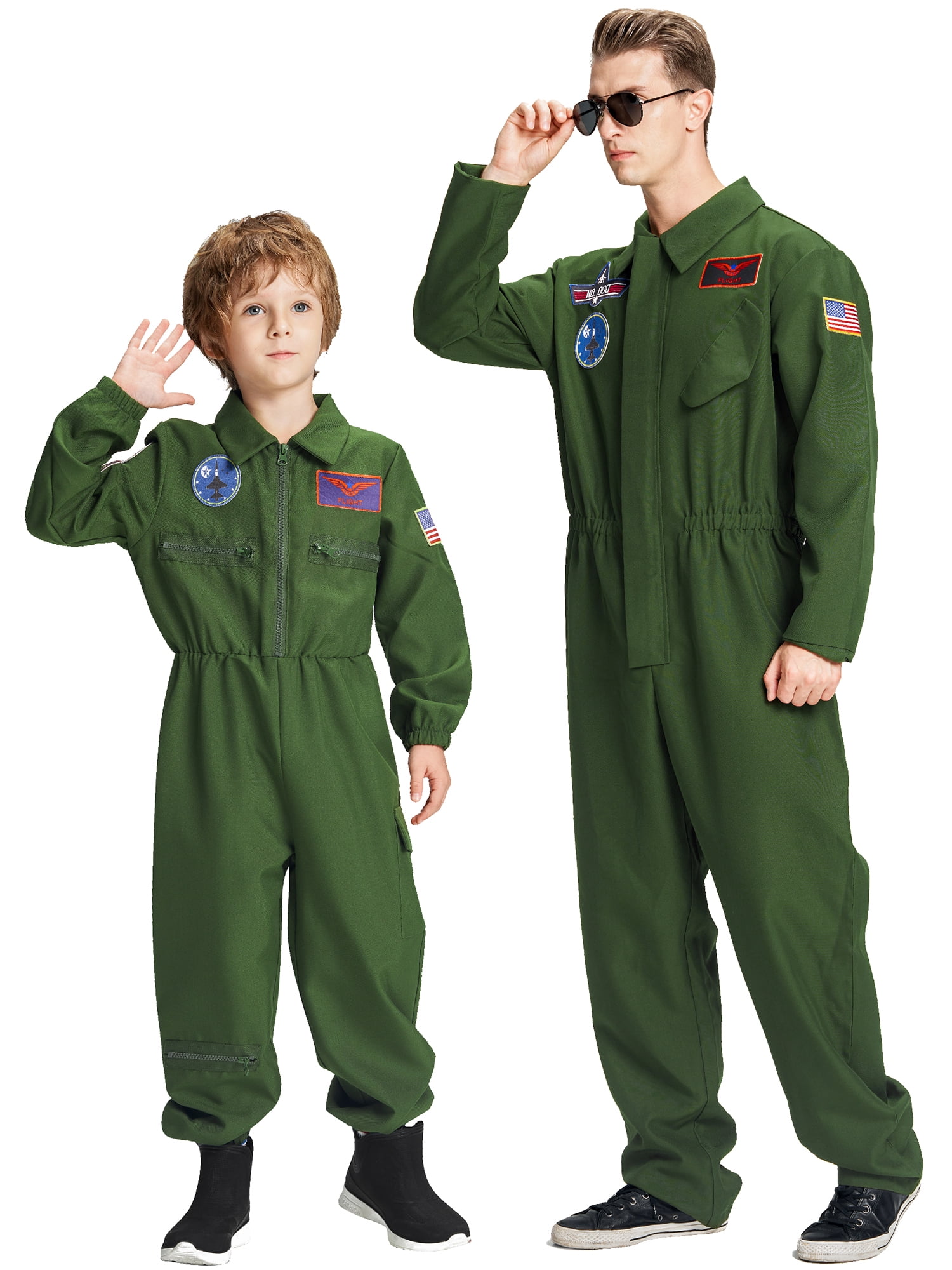 Pilot Costume Family Matching for Boys Adults Men, Airman Jet Flighter ...