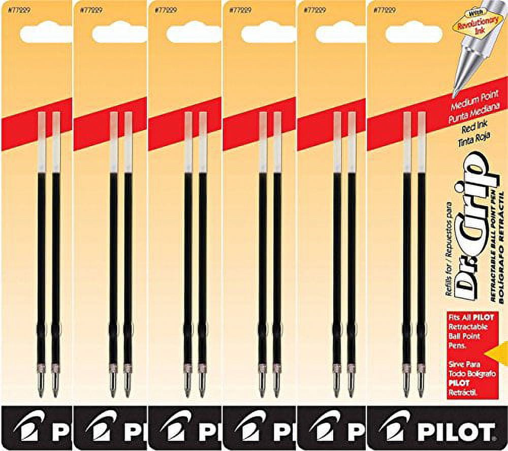 Pilot Dr. Grip Ballpoint Ink Refill, Medium Point, 1.0 mm, Red, 12 ...