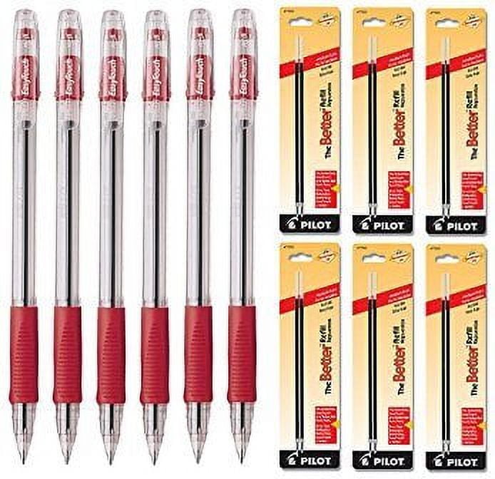Pilot Easy Touch Ballpoint Stick pens, Medium Point, red Ink, 6 pens,12 ...