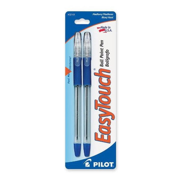 Pilot EasyTouch Ball Point Stick Pens Medium Point 2-Pack Blue Ink ...