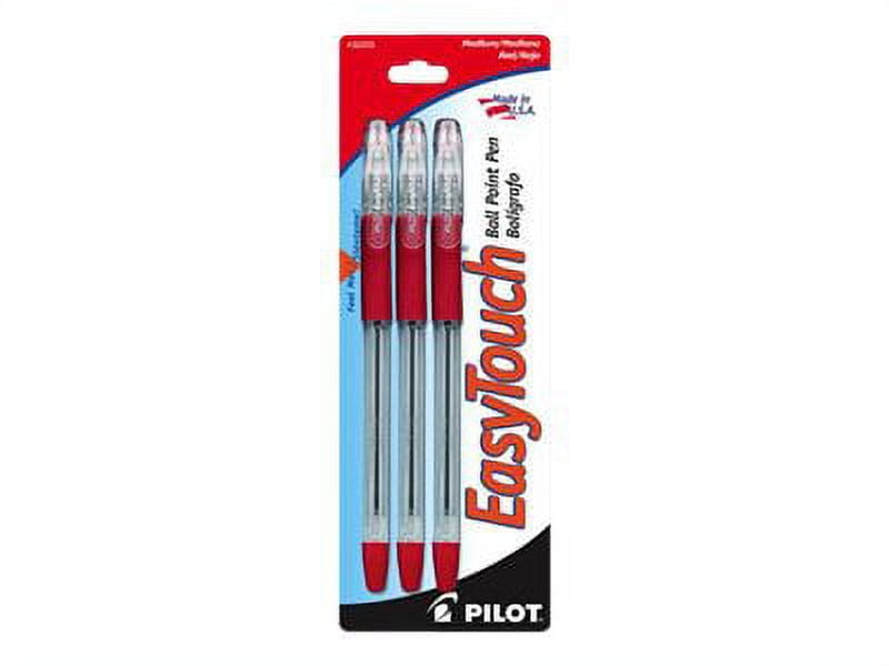 Pilot EasyTouch Ball Point Stick Pens, Medium Point, 3-Pack, Red Ink ...
