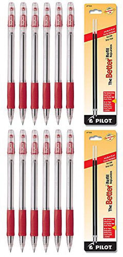 Pilot EasyTouch Ballpoint Stick Pens, Medium Point Red Ink 12 Pens & 4 ...
