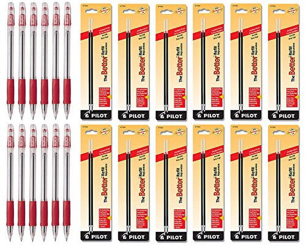 Pilot EasyTouch Ballpoint Stick Pens, Medium Pt Red Ink 12 Pens & 24 ...