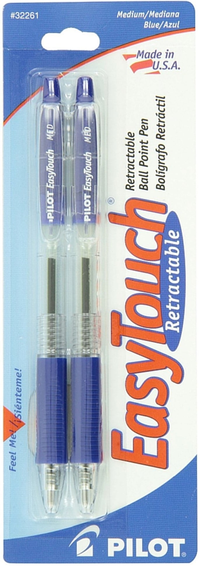 Pilot EasyTouch Medium Retractable Ball Point Pens, Blue 2 ea (Pack of ...