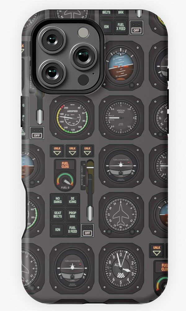 Pilot Flight Instruments Phone Case for iPhone 16 15 14 13 12 11 Pro ...