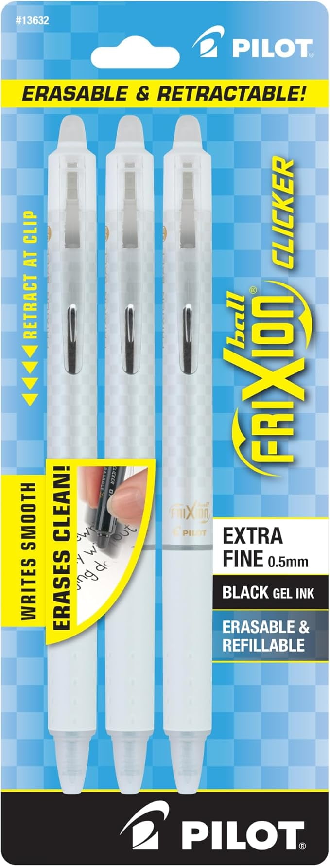 Pilot FriXion Clicker Checker Design Erasable Gel Pens, Extra Fine ...
