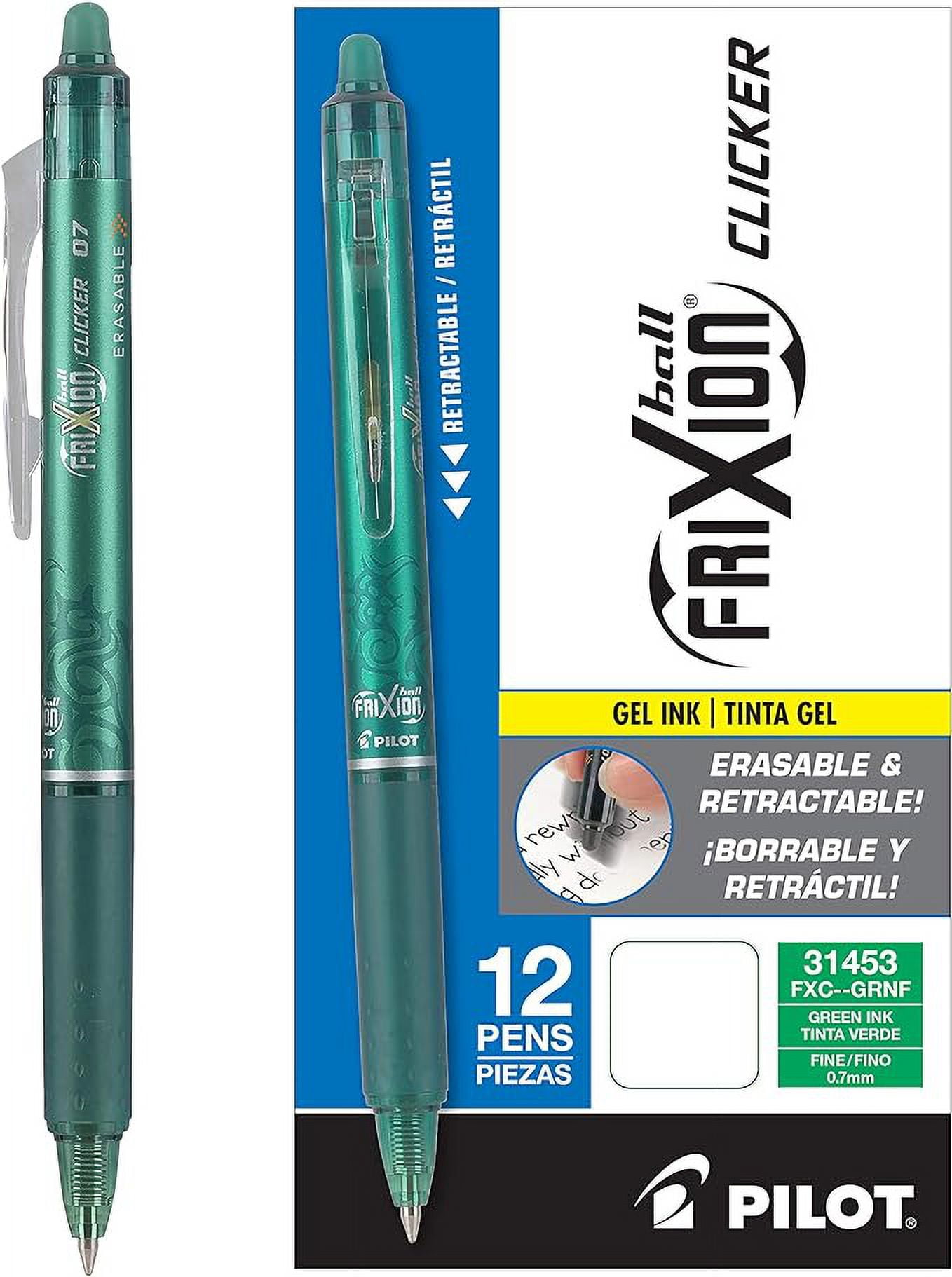 Pilot, FriXion Clicker Erasable Gel Pens, Fine Point 0.7 mm, Pack of 12 ...