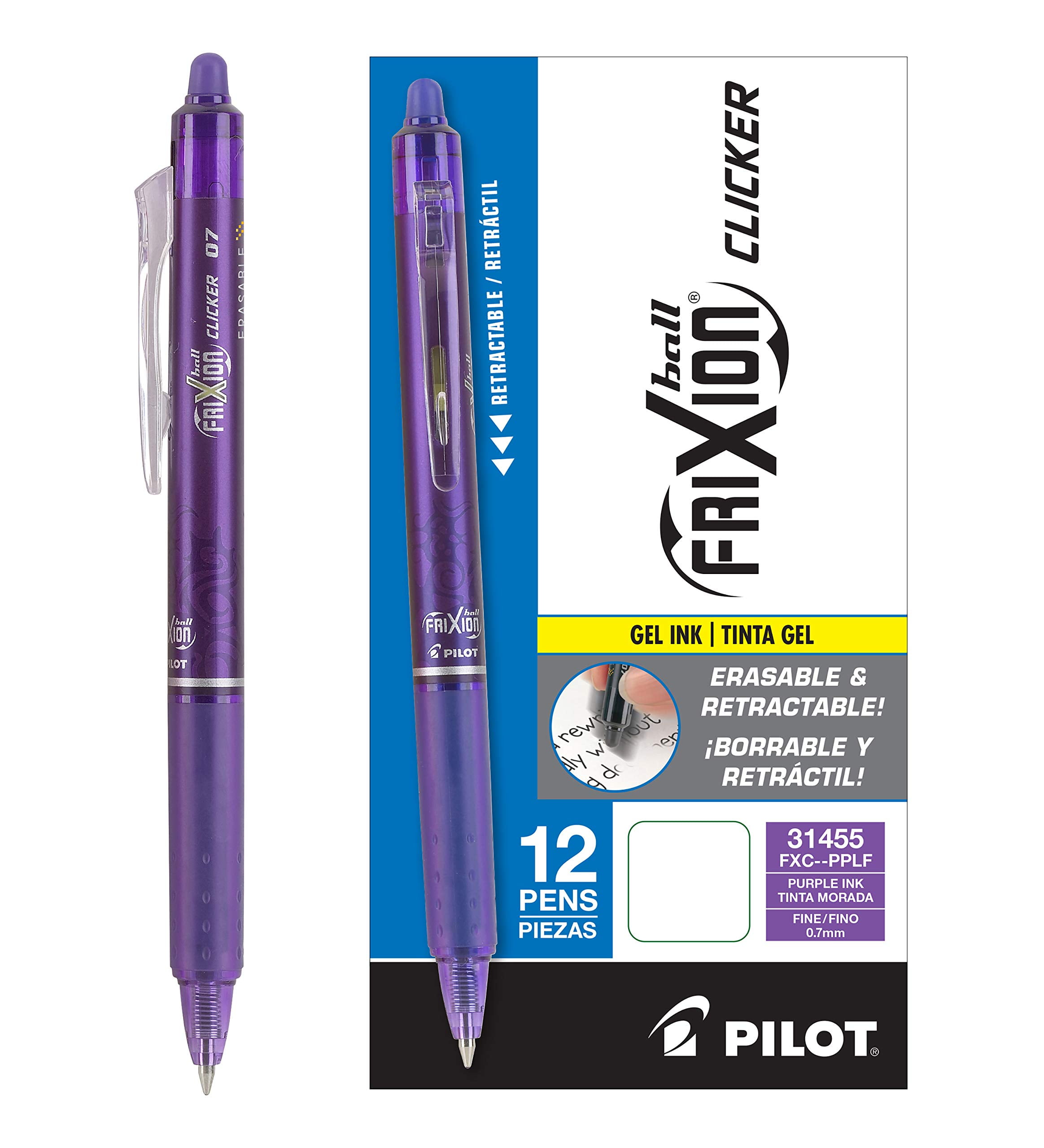 PILOT FriXion Clicker Erasable, Refillable & Retractable Gel Ink Pens ...