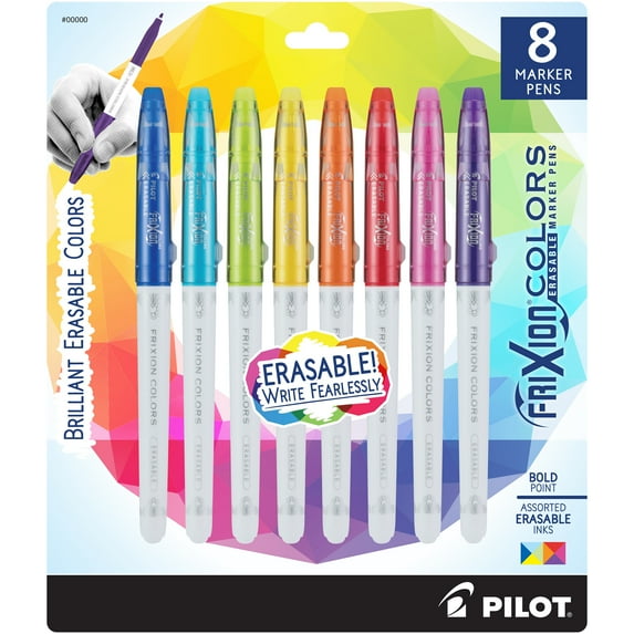 Pilot FriXion Erasable Color Markers, Bold Point, Assorted Ink, 8 Count ...
