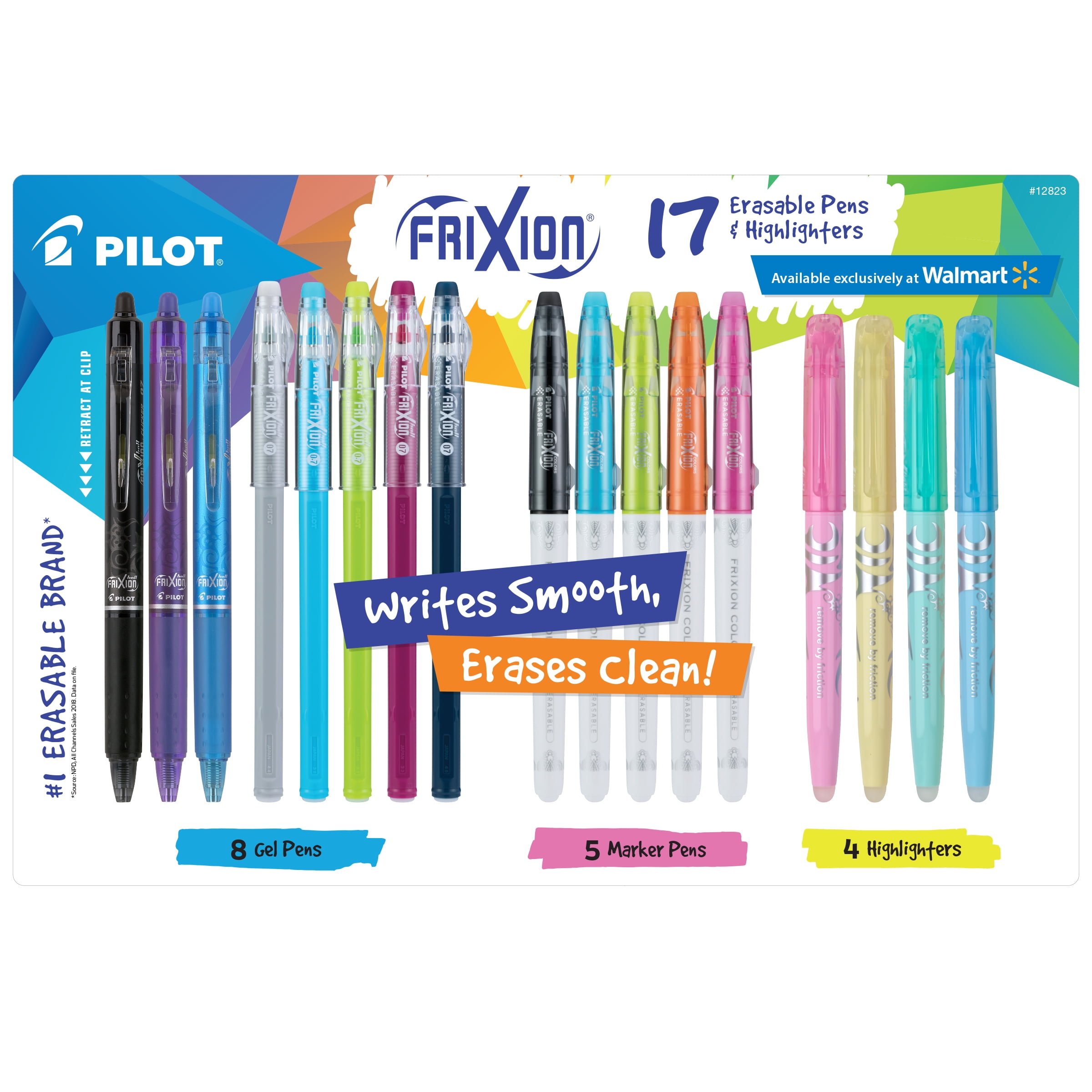 Pilot FriXion Assorted Erasable Gel Ink Pens; Markers, & Highlighters, Assorted Colors, 17 Count ...