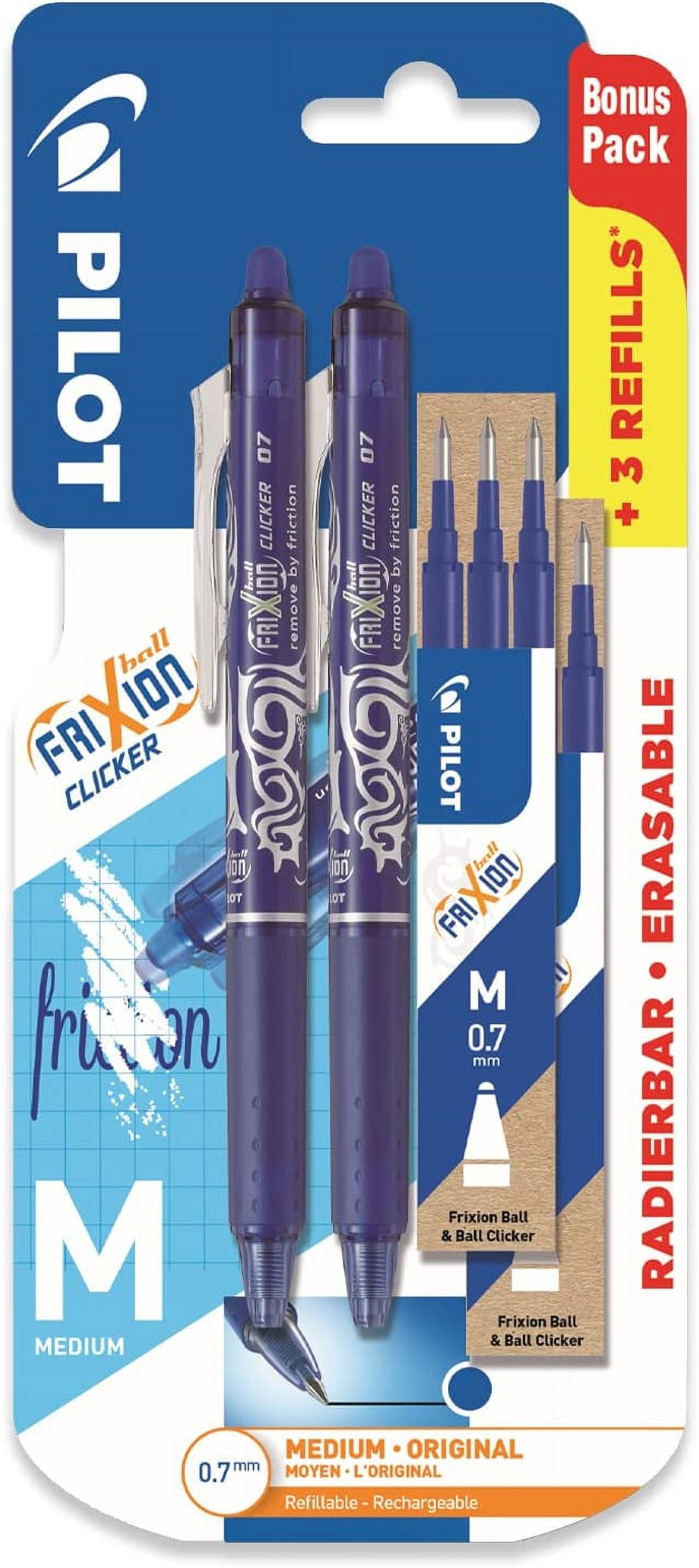 Pilot Frixion Clicker - Retractable Erasable Gel Ink Pens - Blue Ink ...