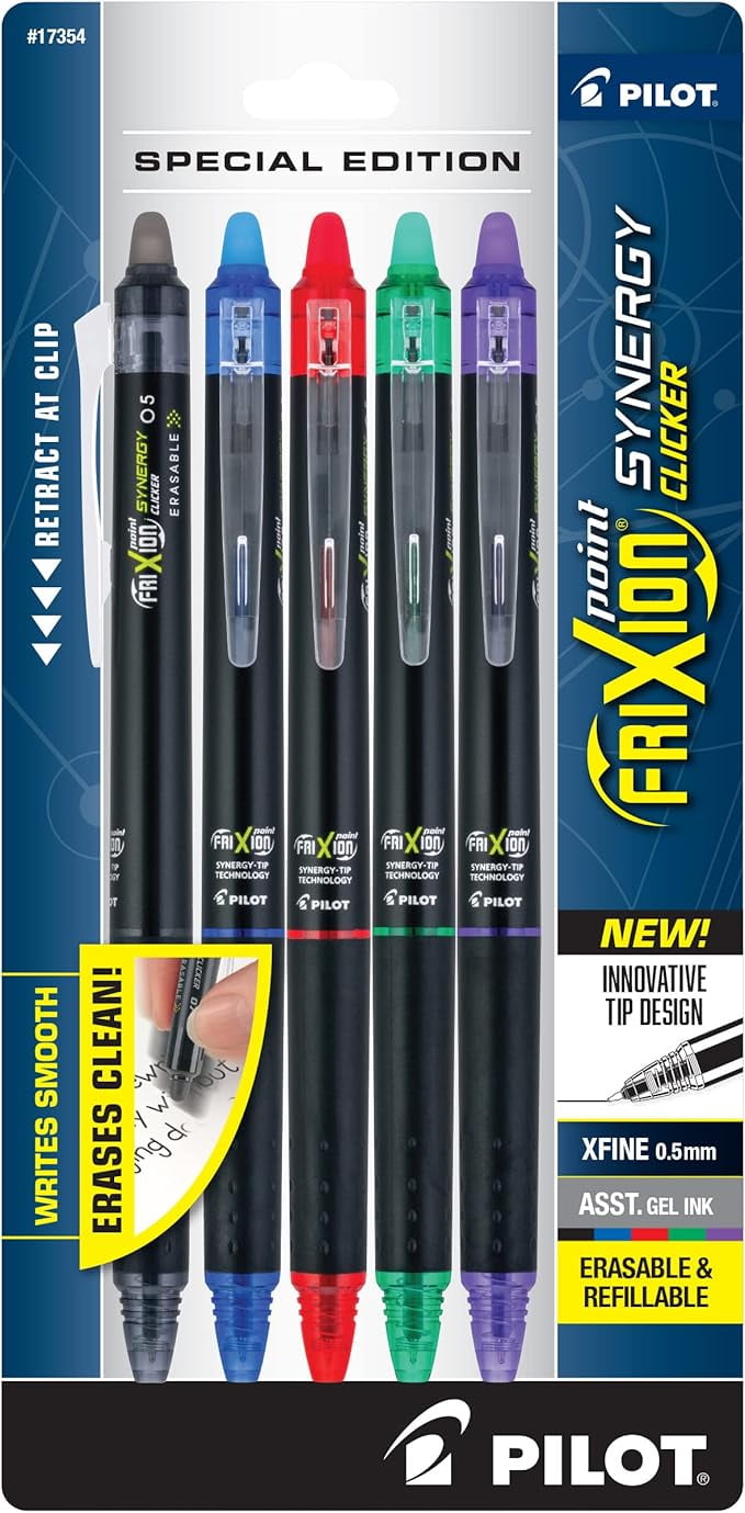 Pilot Frixion Point Synergy Clicker Retractable & Erasable Gel Ink Pens ...