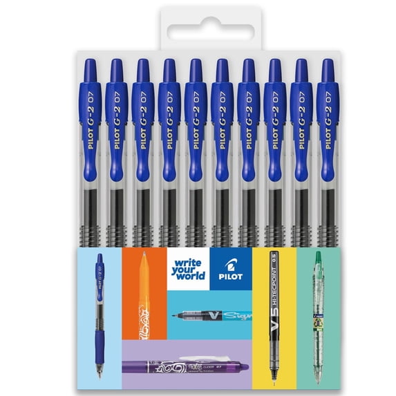 Pilot G-2 Retractable Gel Ink Rollerball Pens - 0.7mm Nib - Blue ...