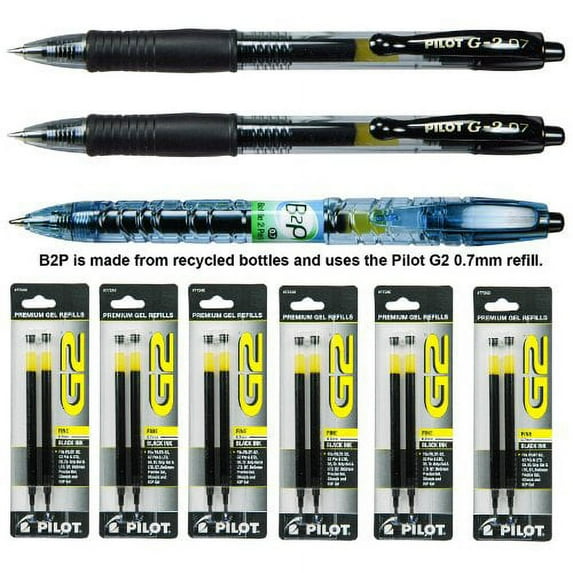 Pilot G2 07 Pen with Refills, 0.7mm Black Gel Ink, 9 Piece Assortment ...