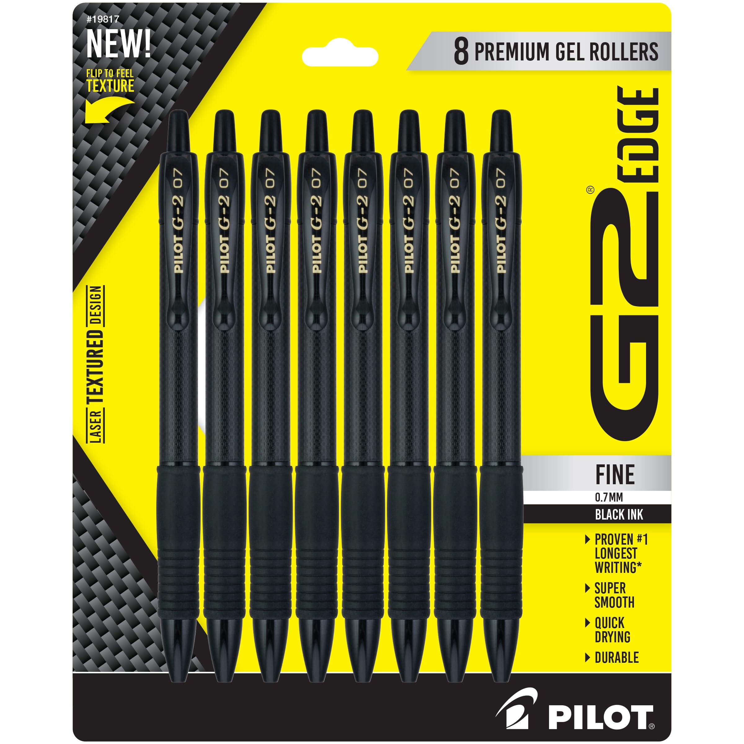 Pilot, G2 Edge Premium Gel Roller Pens, Fine Point 0.7 mm, Black, Pack ...