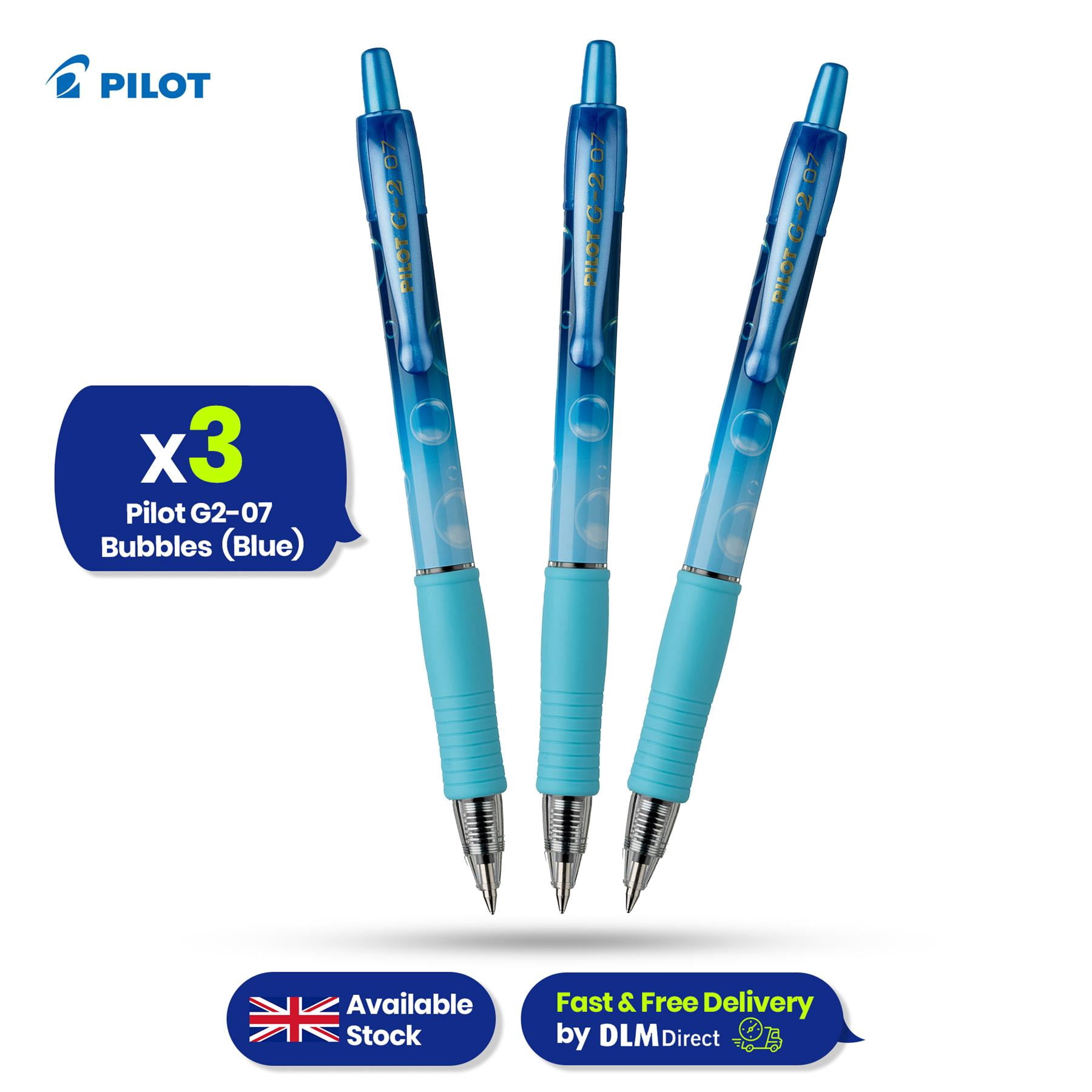 Pilot G2 Gel Pen Bubble Blue Pack of 3 Blue Gel Ink 0.7mm Ergonomic ...