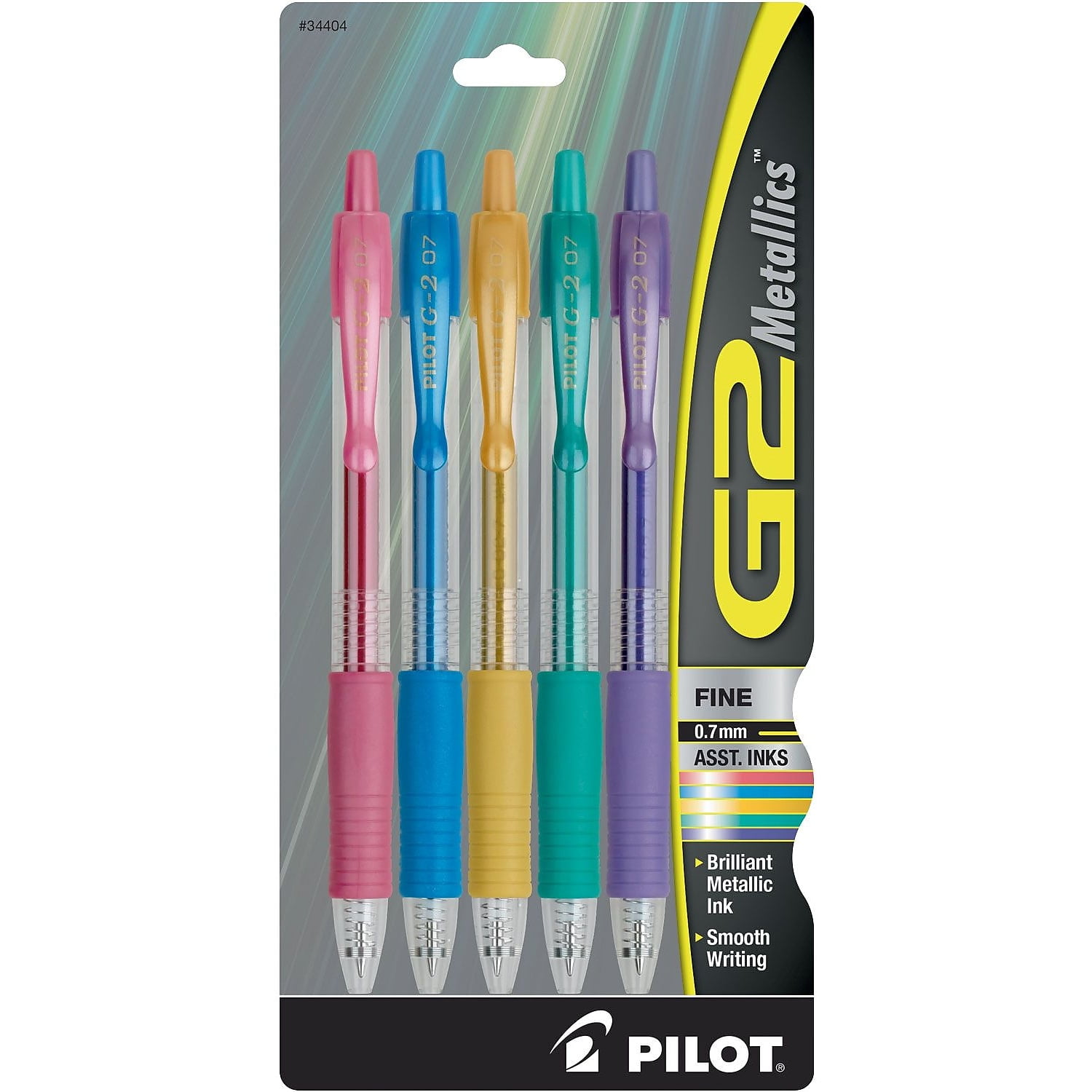 Pilot G2 Colored Gel Pens - Metallic Colors, 0.7 mm, Fine, Set of 5 ...