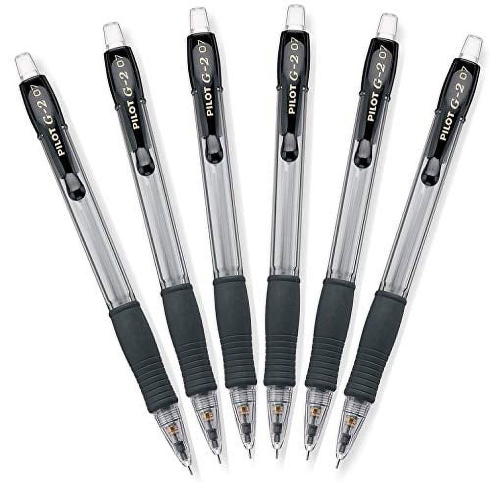 Pilot G2 Mechanical Pencils, 0.7mm HB Lead, Black/Clear Barrels, 6 Pack ...