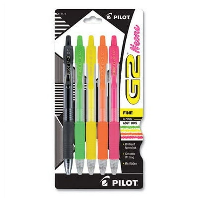 Pilot G2 Neon Premium Retractable Gel Ink Pens, Fine Point, Assorted ...