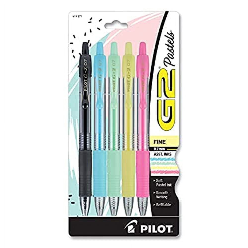 Pilot G2 Pastels Gel Pens, Retractable, Rubber Grip, Fine Pt, 0.7mm, 5 ...