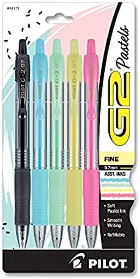 Pilot G2 Pastels Gel Pens, Retractable, Rubber Grip, Fine Pt, 0.7mm, 5 ...