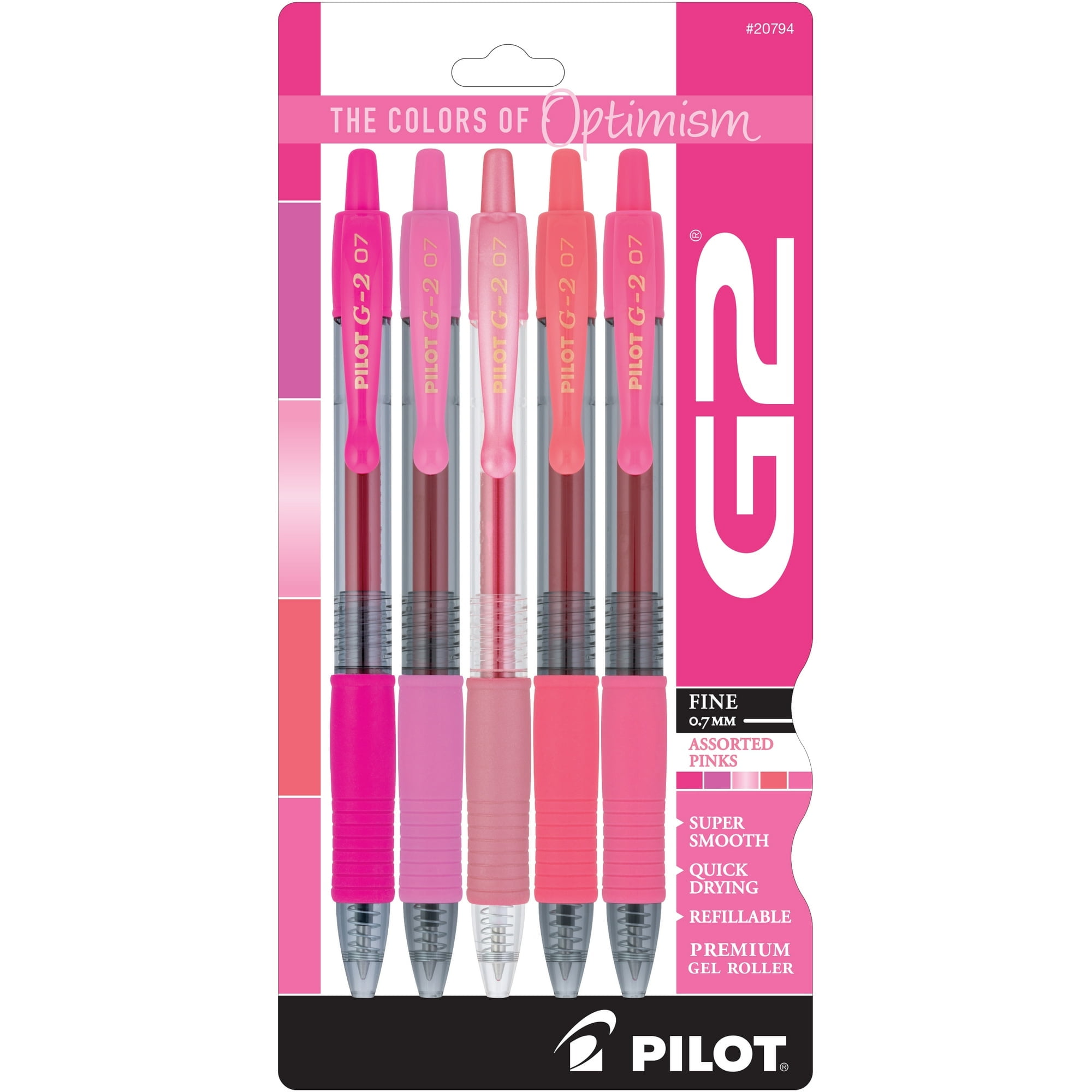 Pilot G2 Pink Premium Gel Pens, Fine Point, Assorted Ink, 5 Count - Pack of 2 - Walmart.com