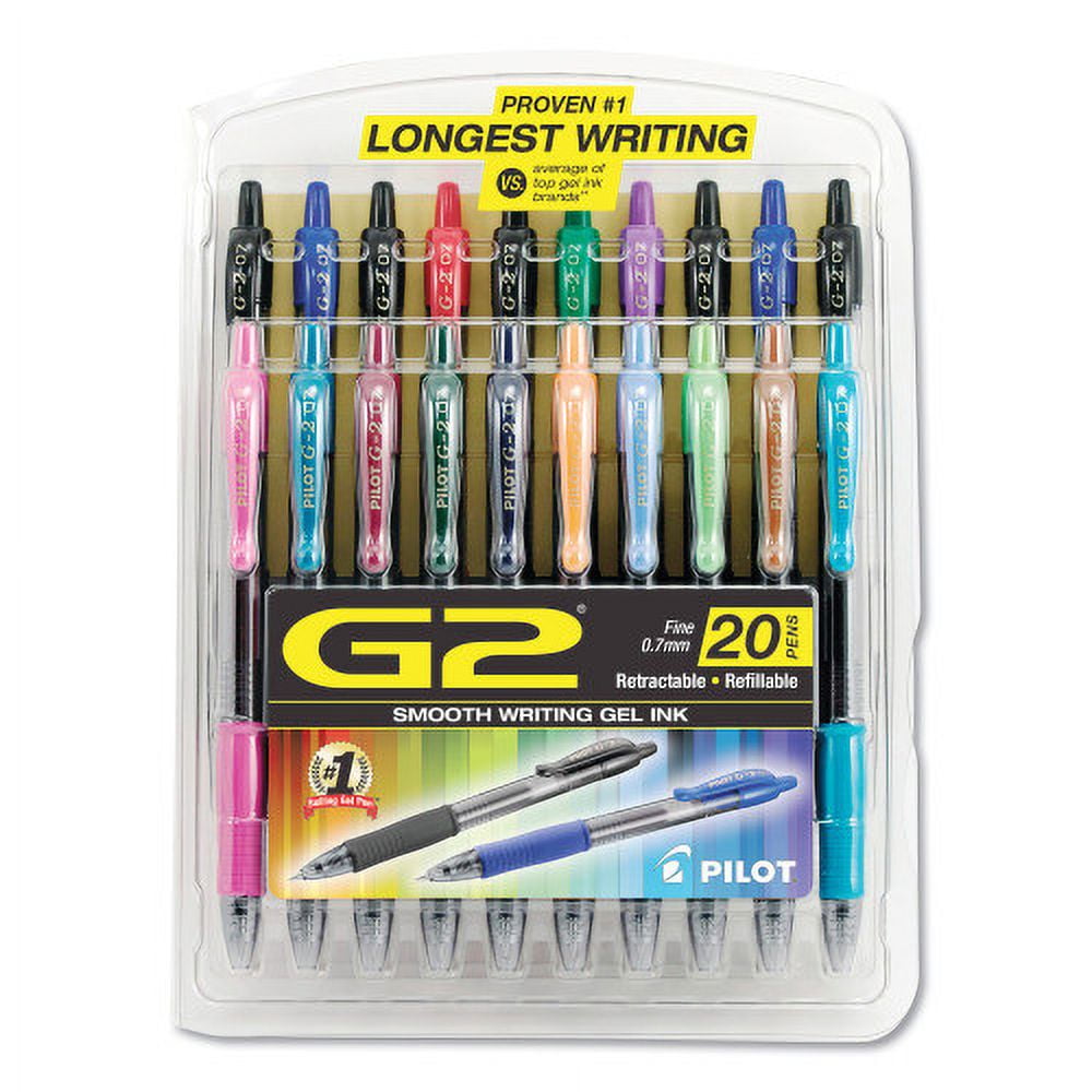 Pilot G2 Premium Gel Pen, Retractable, Fine 0.7 mm, Assorted Ink and ...