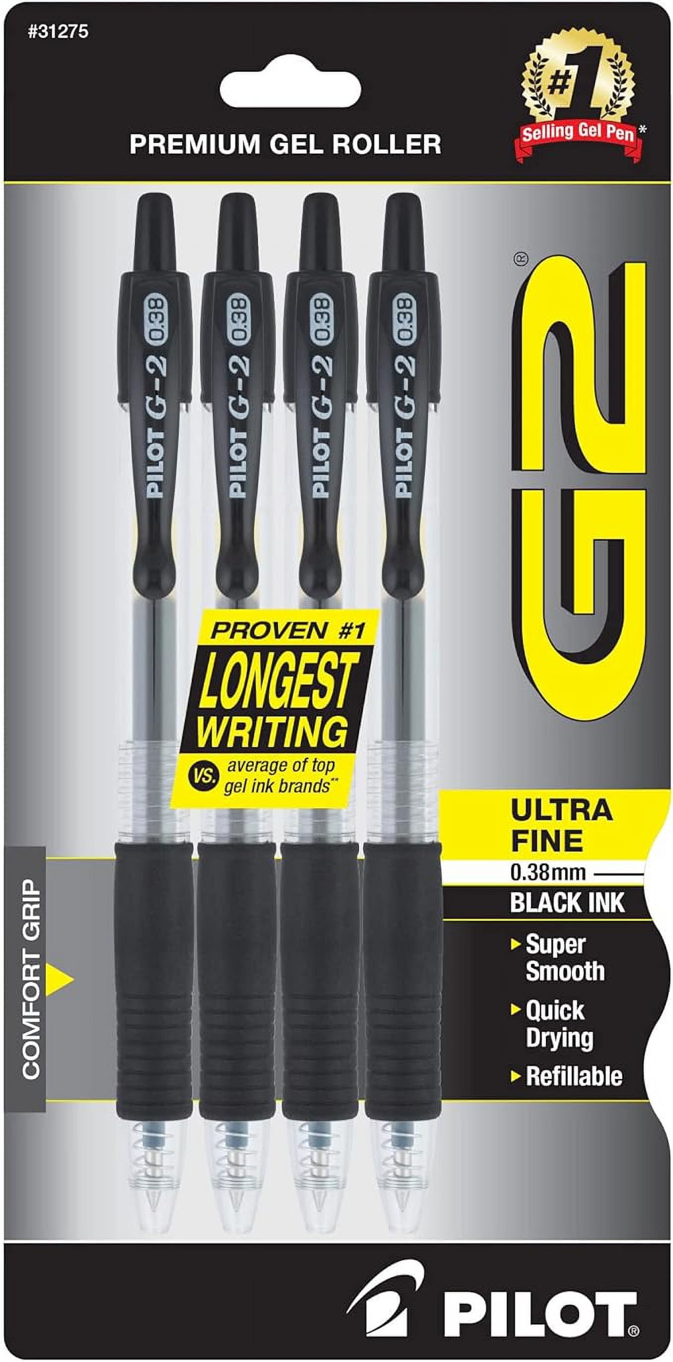 Pilot, G2 Premium Gel Roller Pens, Ultra Fine Point 0.38 mm, Pack of 4 ...
