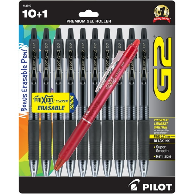 Pilot G2 Premium Retractable Gel Ink Pens, Fine Point, Black, 10 Count ...