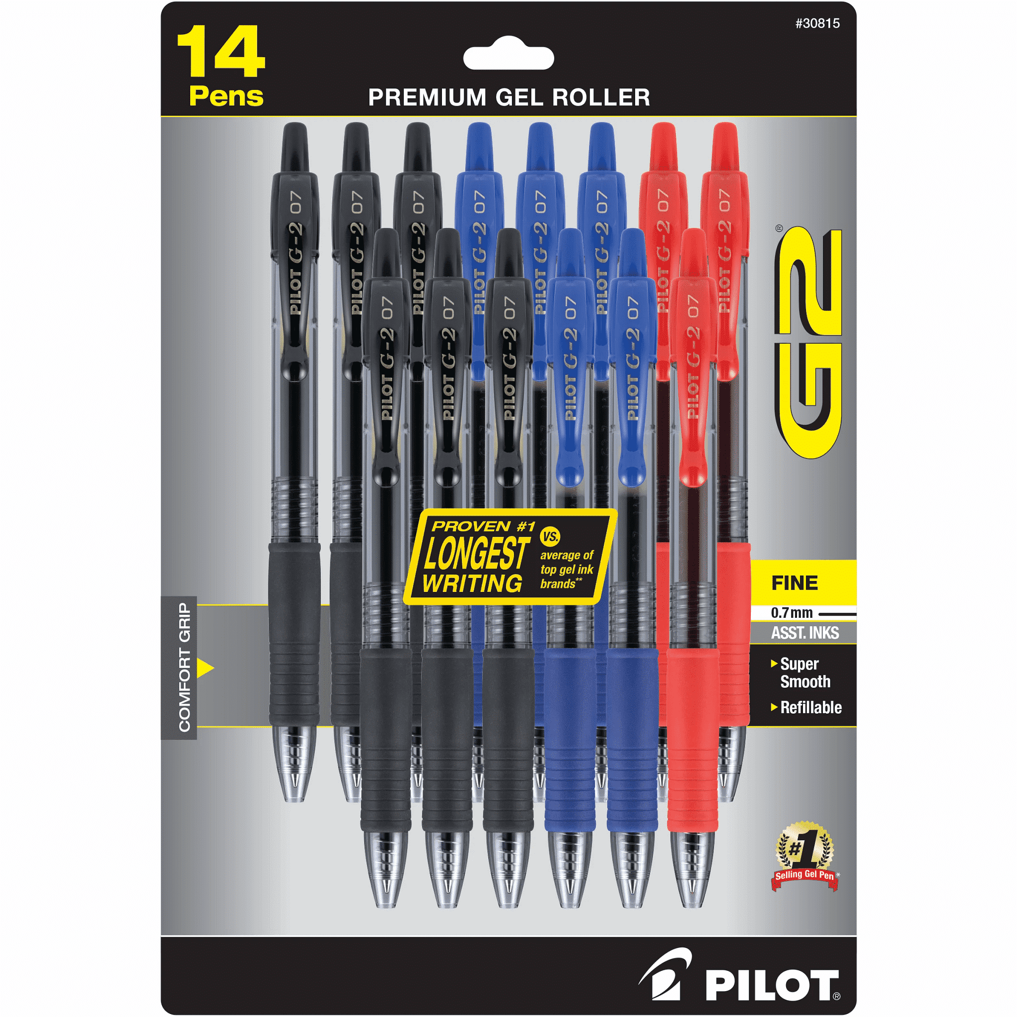 Pilot G2 Premium Retractable Gel Ink Pens, Fine Point, 0.7 mm, Assorted ...