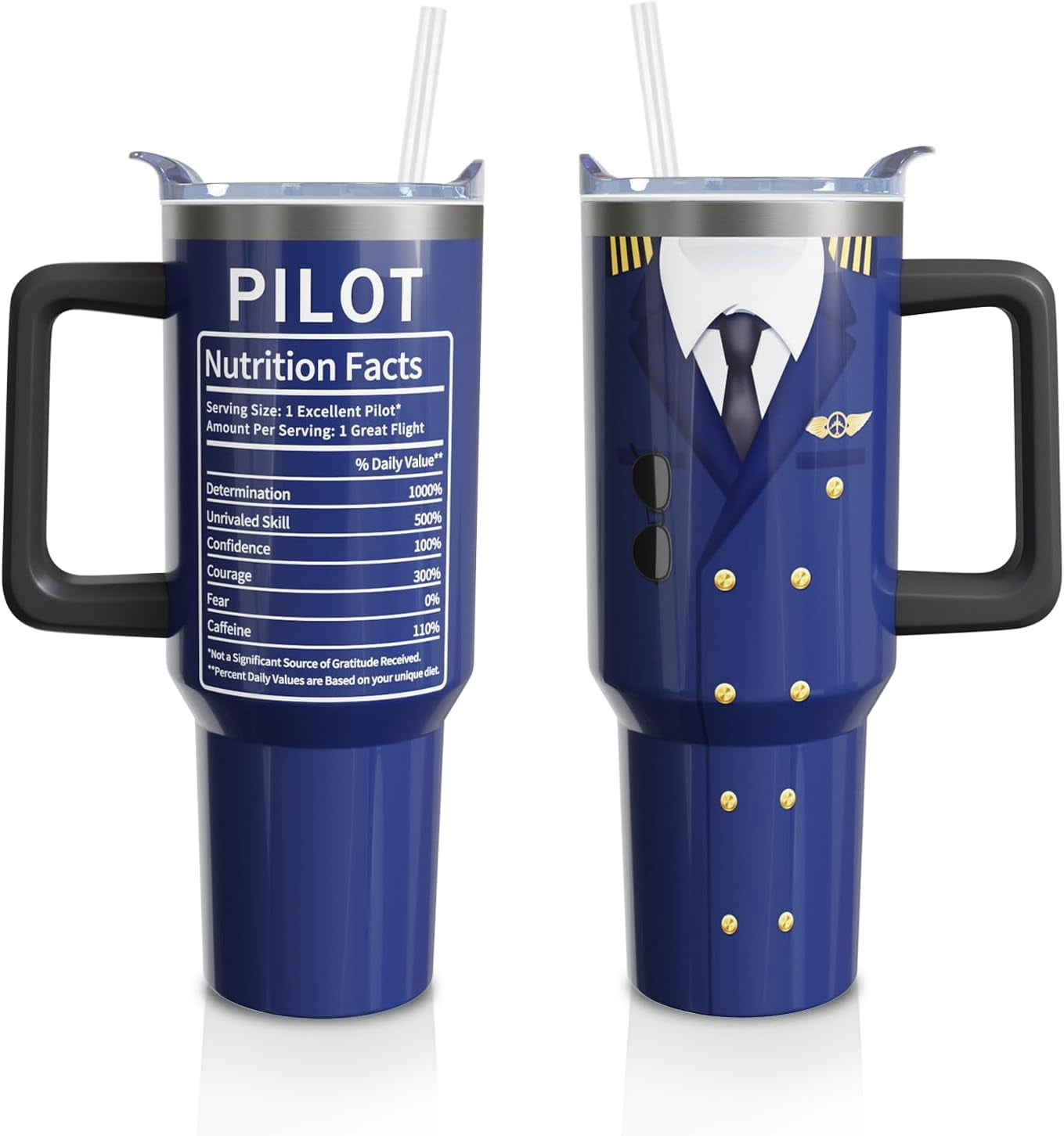 Pilot Gifts Cup for Men Boys, 40 Oz Tumbler with Handle and Lid Straw ...