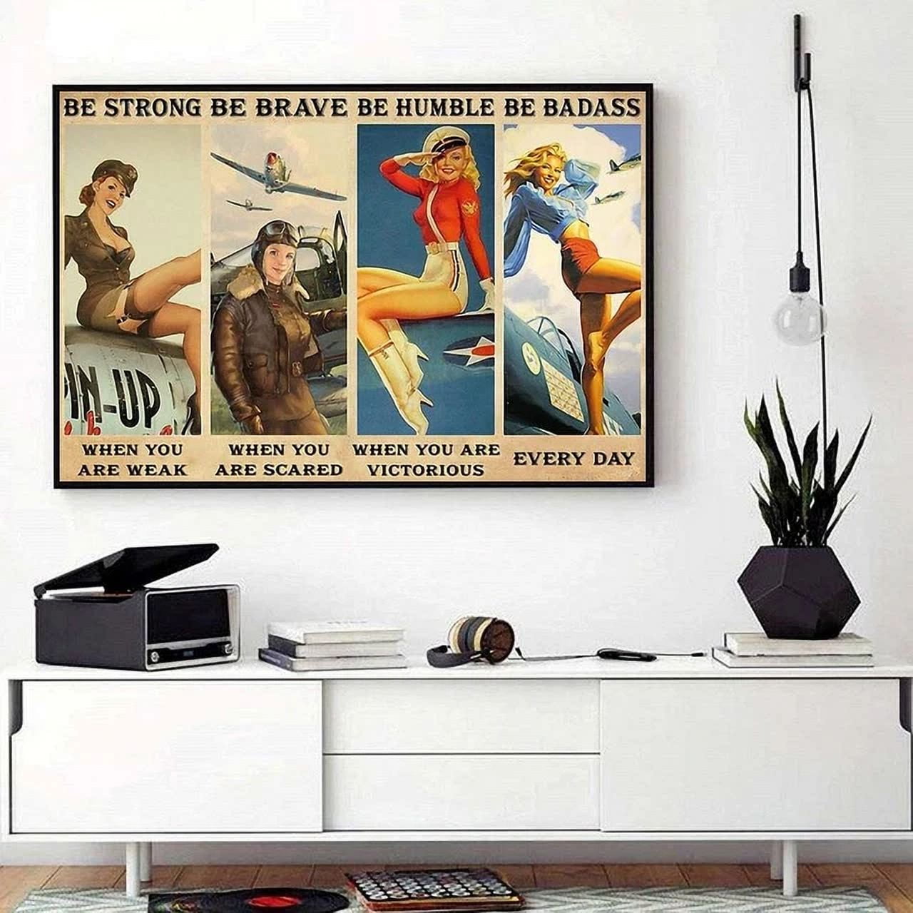 Pilot Girl Fly Attendant Be Strong When You Are Weak Horizontal Poster ...