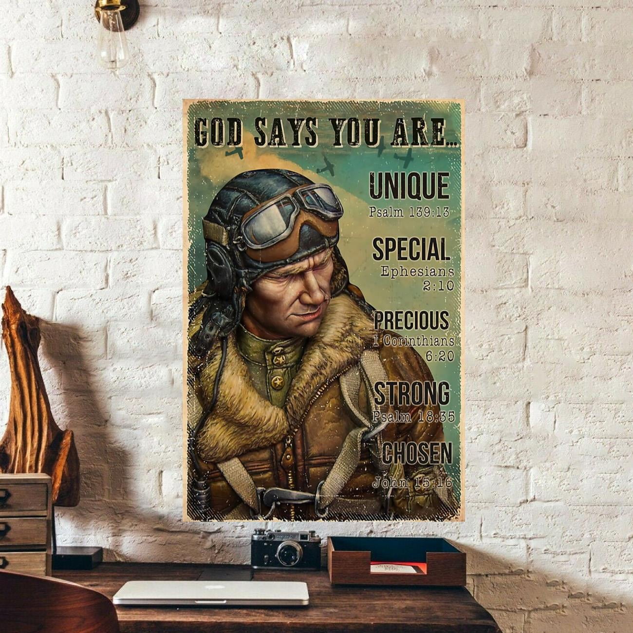 Pilot God Says You Are Unique Special Strong Chosen Poster Pilot Poster ...
