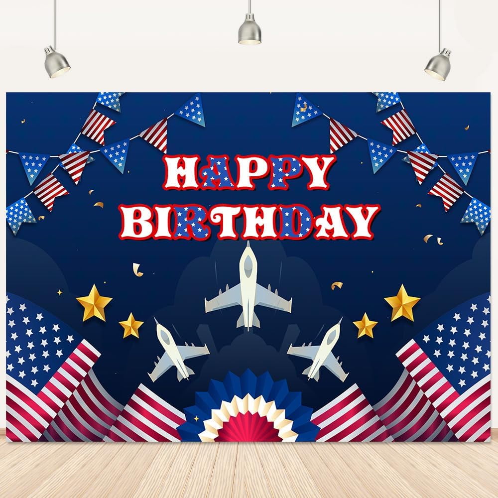 Pilot Happy Birthday Cool Backdrop Aviation Theme Birthday Photography ...
