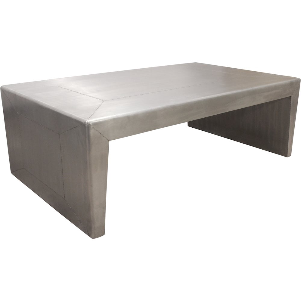 Pilot Huxley Cocktail Table with Modern Silver Aluminum Metal Cladding ...