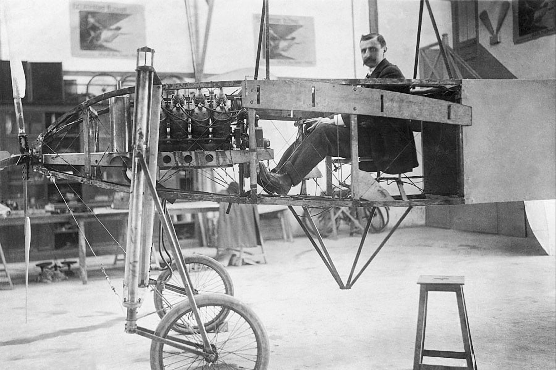 Pilot Louis Blériot in Monoplane Early 1900s - 12x18 Inch Laminated ...