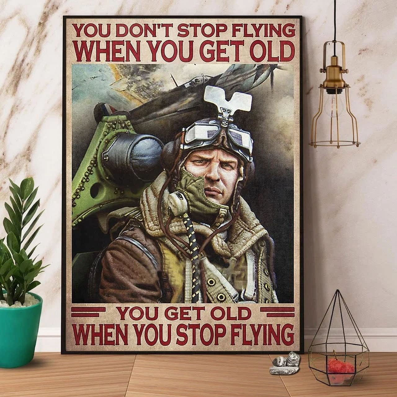 Pilot Man You Don'T Stop Flying When You Get Old Plane Vintage Paper ...