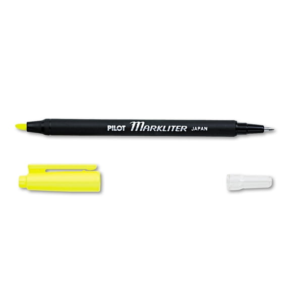 Pilot Markliter Black Ballpoint Pen & Fluorescent Yellow Chisel-Tip ...