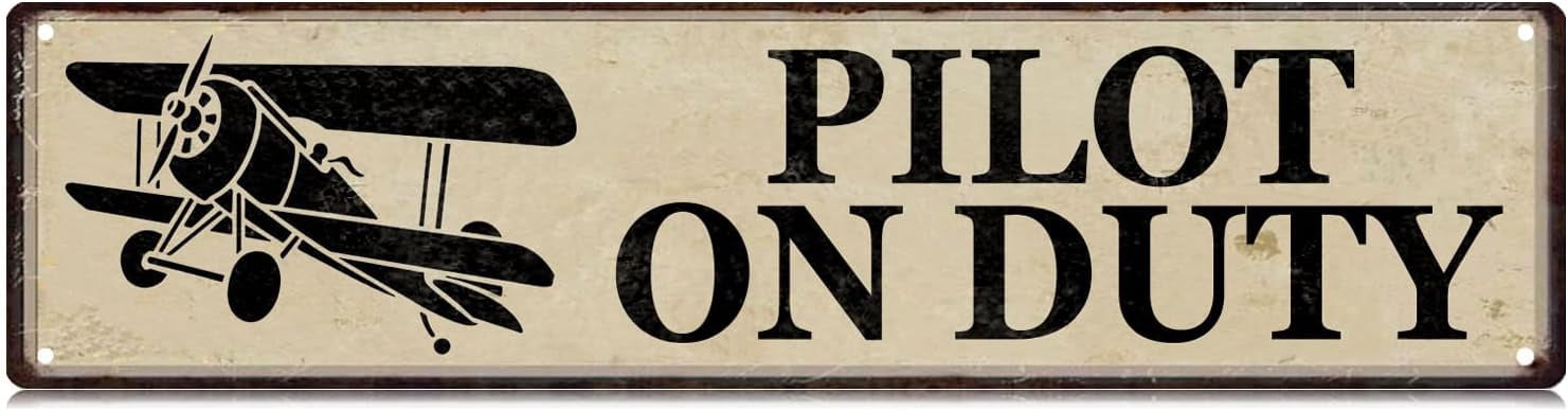 Pilot On Duty Slim Tin Sign Street Funny Metal Sign Wall Decor for ...