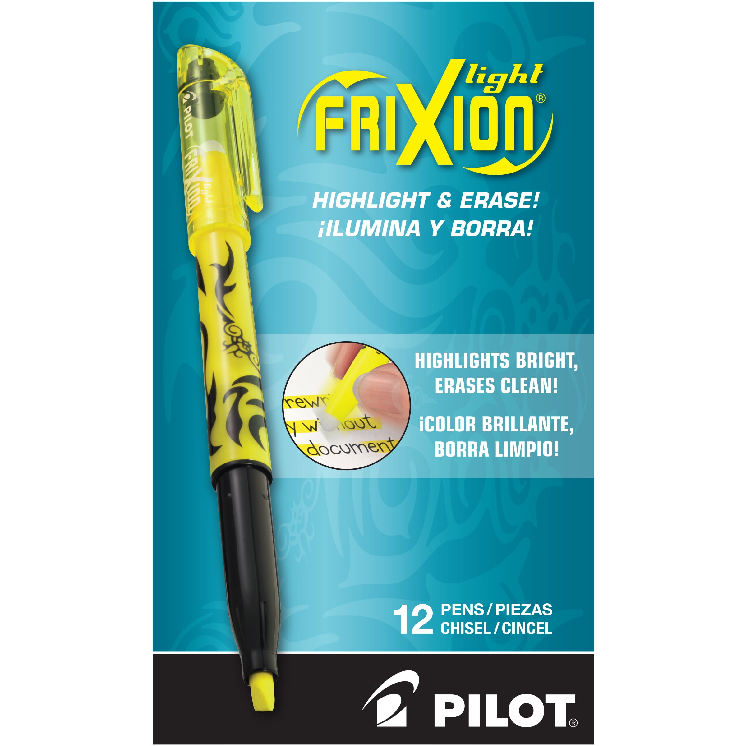 Pilot FriXion Light Erasable Highlighter, Chisel, Yellow, 12 Count ...
