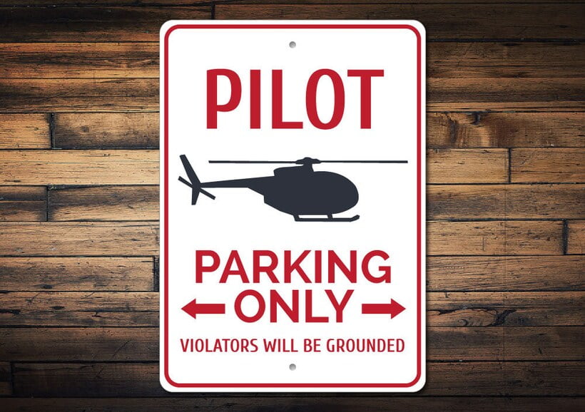 Pilot Parking Sign Pilot Gift Pilot Decor Pilot Sign Helicopter Decor ...