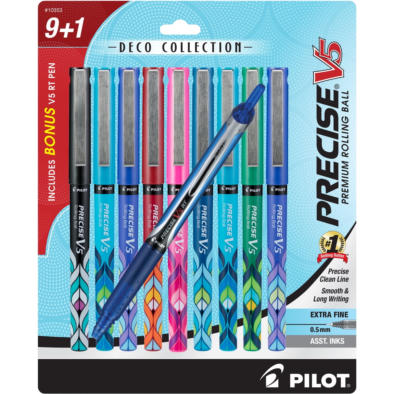 Pilot Precise V5 Deco Collection Pens, Extra Fine Point, Asst, 9 Count ...