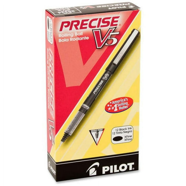 Pilot Precise V5 Extra-Fine Premium Capped Roller Ball Pens, Pack of 12 ...