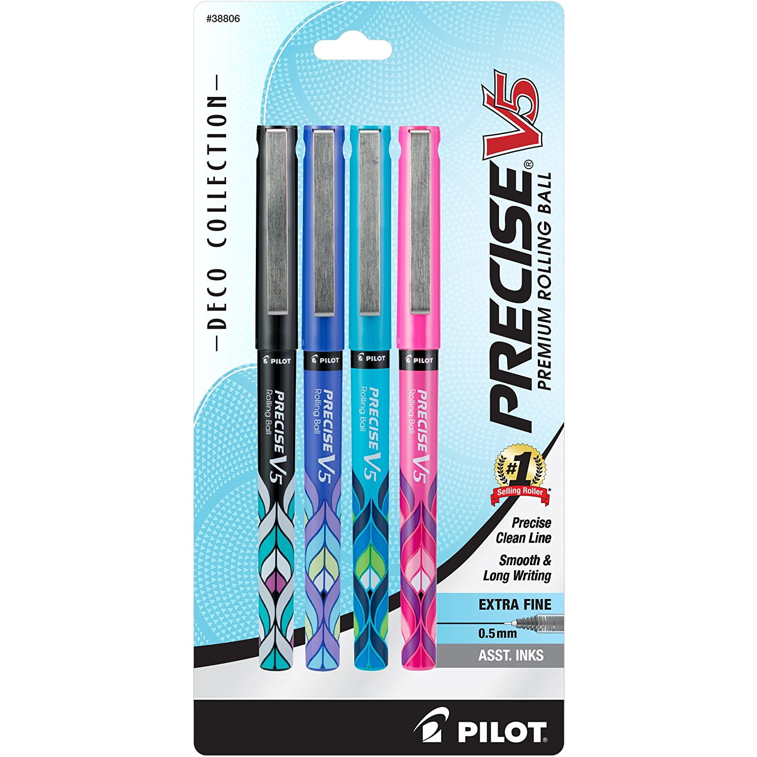 Pilot Precise V5 Premium Roller Pen X-Fine 4/Pkg-Capped, Deco Assorted ...